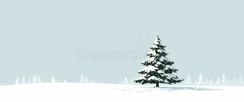 Merry Christmas with Pine Tree and Snow Falling in the Winter. Anime ...