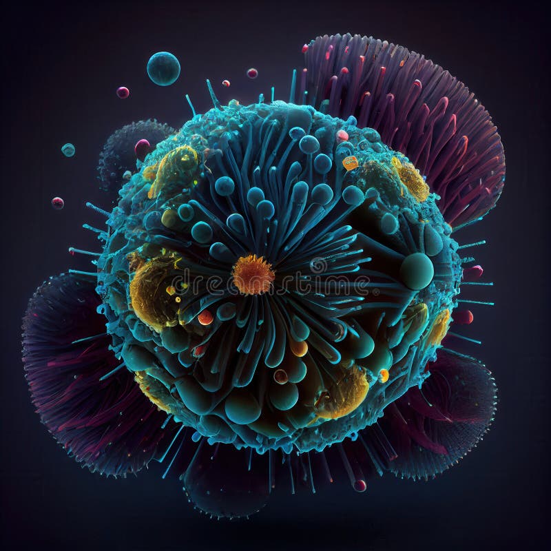 Ai Generated Microscopic View of Alien Virus Growing and Multiplying in ...