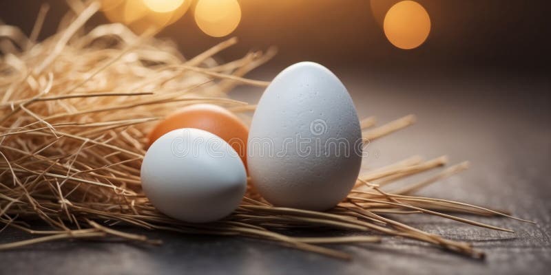 Minimal Easter Concept with Two White Eggs and Toothpicks Used As Spear ...