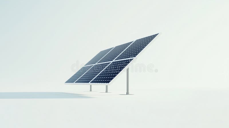 Minimal Solar Panel on Clean White Background, Stylized 3D Renewable ...