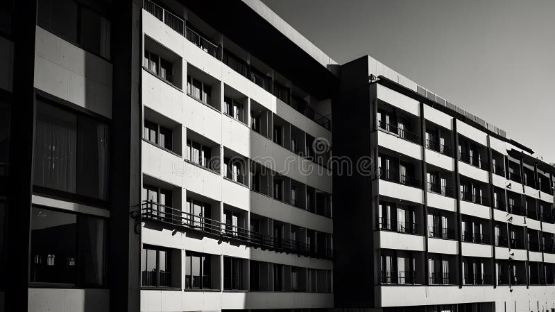 Minimalist Hotel Building Silhouette with Windows, Black Flat Icon on ...