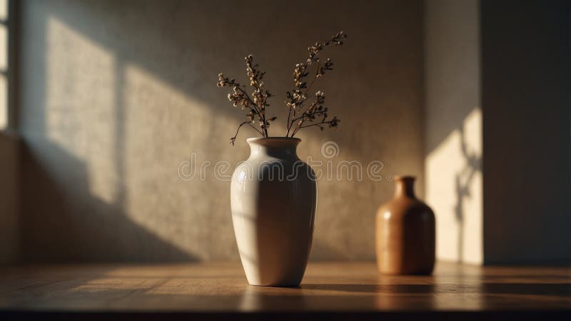 Minimalist Interior with Decorative Vase and Shadows. Stock ...