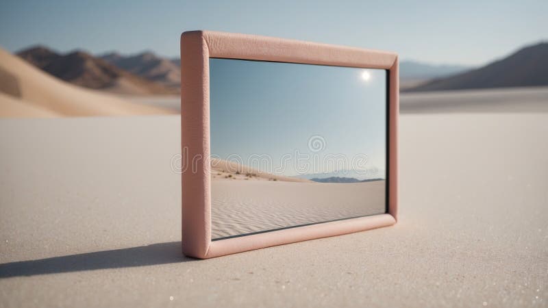 Minimalist Landscape of Simple Rectangular Mirror Mirror on White Sands ...