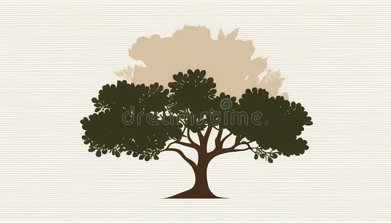 Minimalist Oak Tree in Flat Vector Style, Made with Generative AI Stock ...