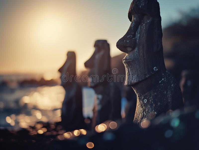 AI-Generated Moai Statues in Easter Island Style Stock Illustration ...