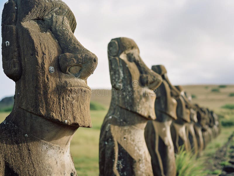 AI-Generated Moai Statues in Easter Island Style Stock Illustration ...