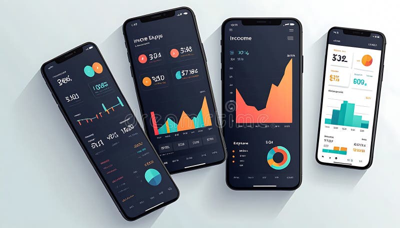 AI-Generated Mobile App UI Mockups Stock Illustration - Illustration of ...