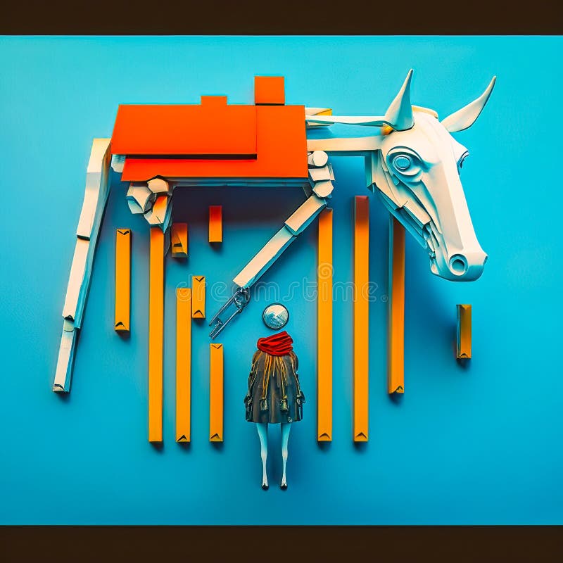 AI Generated Modern Abstract Illustration on Blue Stock Illustration ...