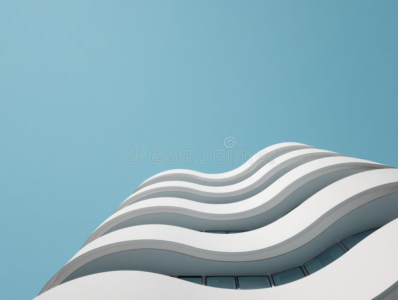 AI-generated Modern Architectural Building with Wavy Lines Against a ...