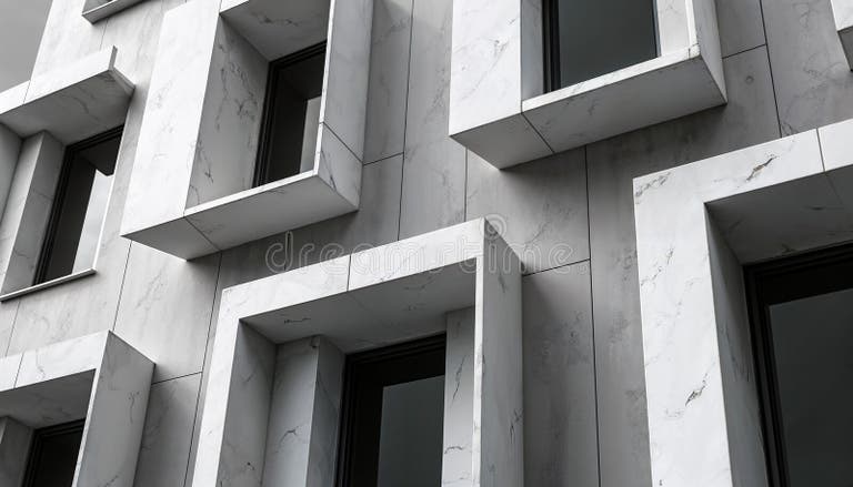 AI-generated Modern Architectural Facade with Geometric Marble Frames ...