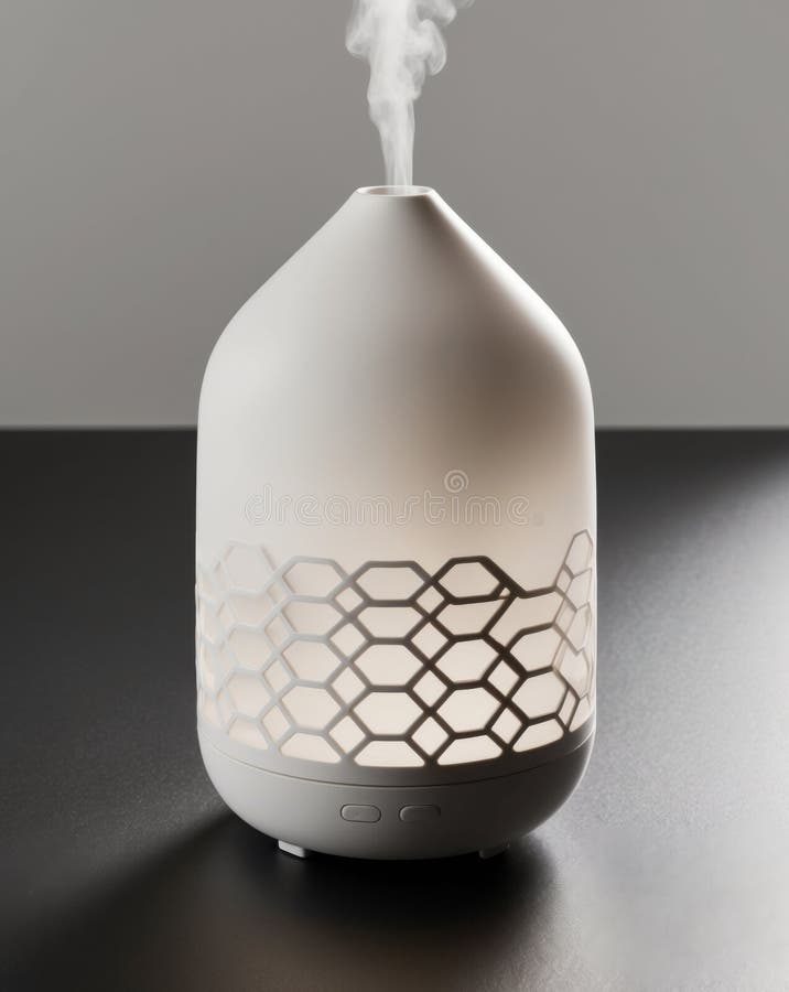 Modern Aroma Diffuser with Honeycomb Design on a Dark Surface. Stock ...