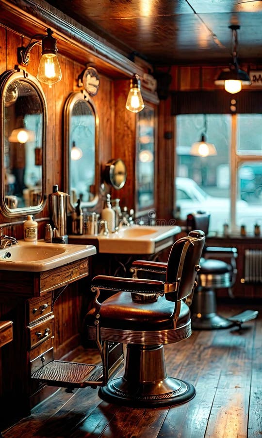 AI-Generated Modern Barber Shop: Cozy and Stylish Atmosphere Stock ...