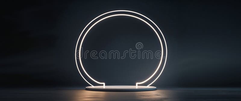 Modern Circular Display Stand Soft Glow Dark Background Stock Photos ...