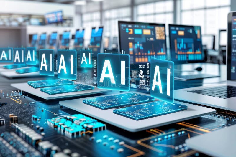 Modern Control Center with AI Interfaces and Digital Screens ...