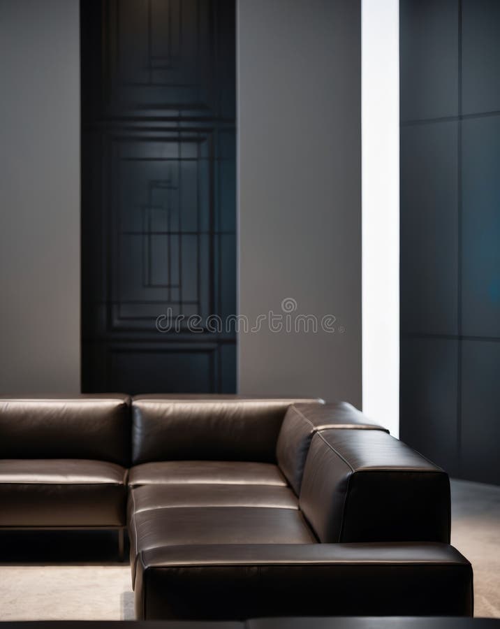 Modern Dark Lounge with Sectional Sofa and Accent Lighting Stock Image ...