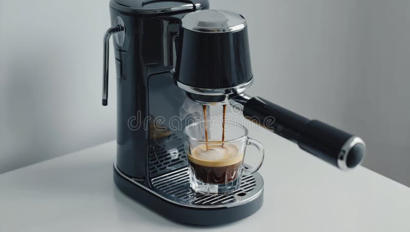 AI Generated. Modern Espresso Machine in Action, Creating a Perfect Cup ...