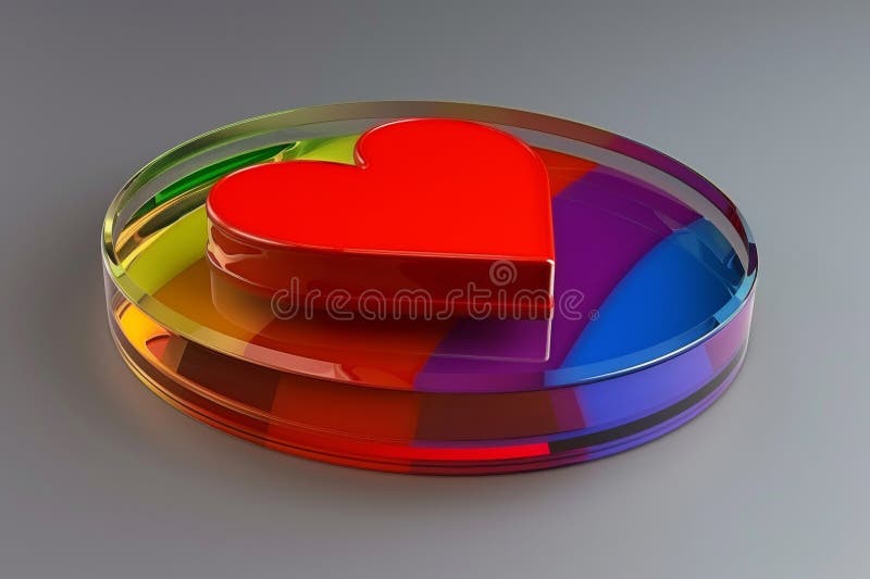 Modern Heart Shaped Rainbow Dish on Reflective Surface Creating an ...