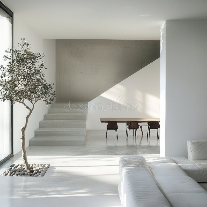 Ai Generated Modern Minimalist Interior Design Featuring Olive Tree and ...