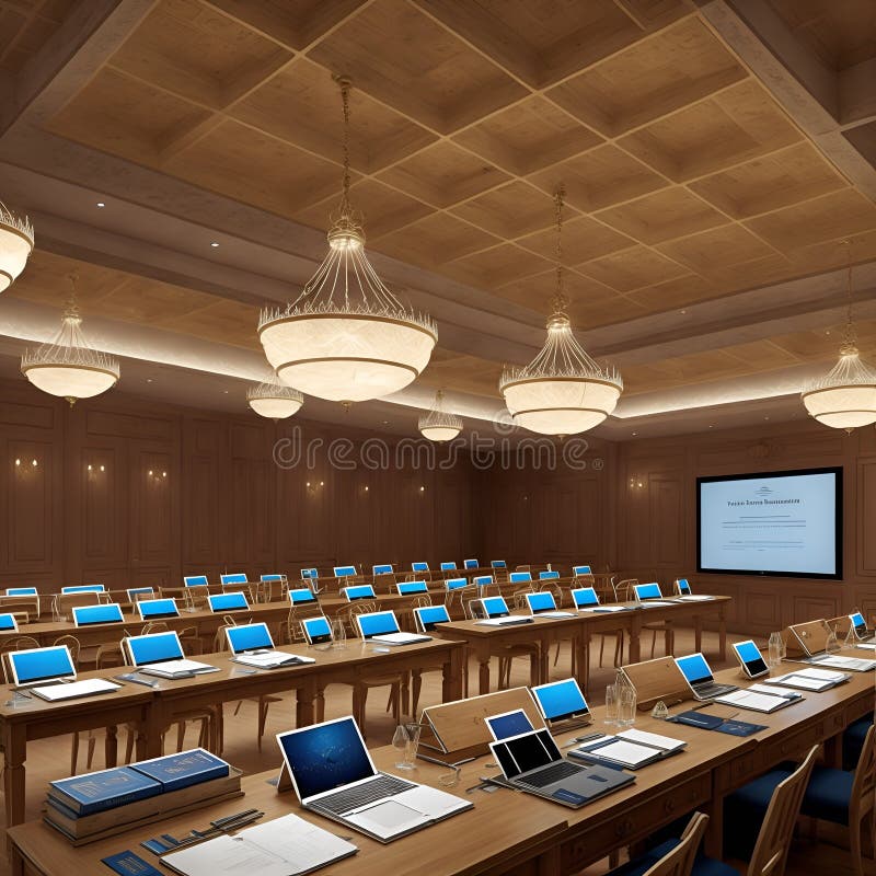 Ai Generated a Modern Office Space Filled with Rows of Tables and ...