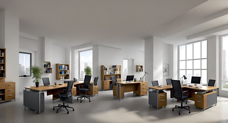 Ai Generated a Modern Office Space with Rows of Desks and Comfortable ...