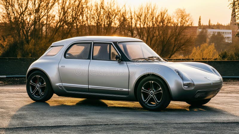 AI-Generated Modern and Retro Fusion Small Car Stock Illustration ...