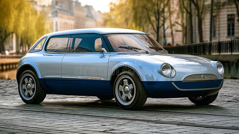 AI-Generated Modern and Retro Fusion Small Car Stock Illustration ...