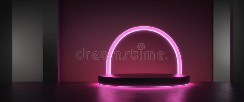 Modern Stage with Neon Pink Lighting Stock Illustration - Illustration ...