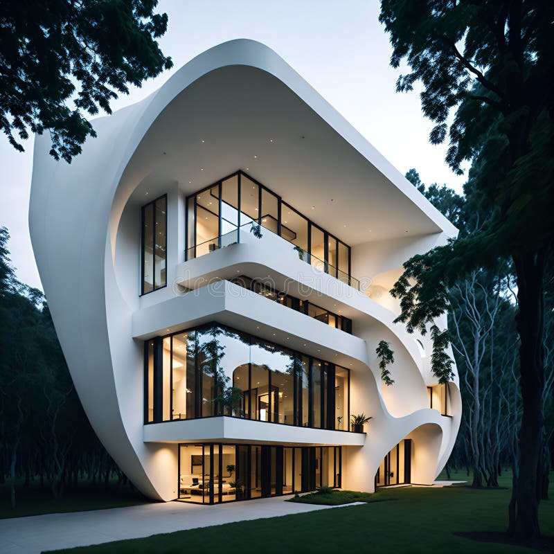 Ai Generated a Modern White Building with a Unique Spiral Design on Its ...
