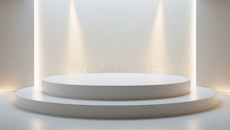 Modern White Showcase Studio Circular Platform Ambient Lighting Stock ...