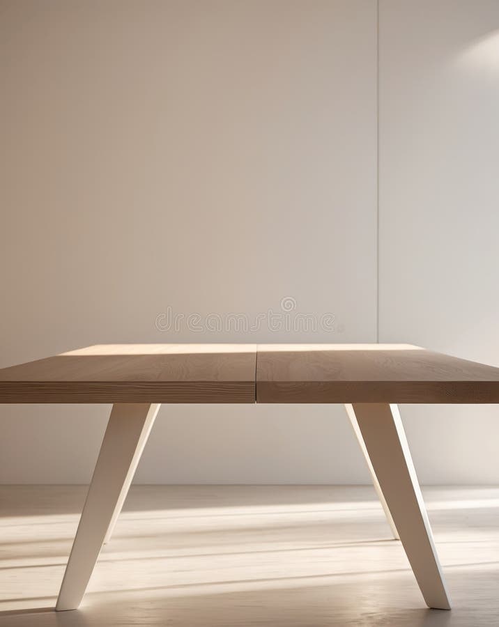 Modern Wood Table Design with White Legs Stock Image - Image of bedside ...