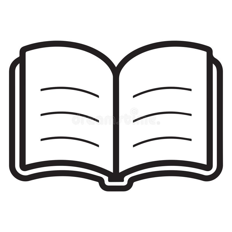 Black Outline Open Book, Journal, Textbook, Notebook Icon Vector for ...