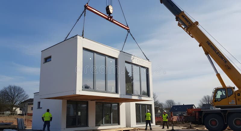 AI-Generated Modular Home Construction Stock Illustration ...