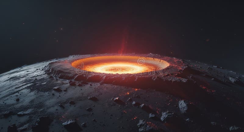 Molten Core Glowing within Dark Planetary Sphere. Stock Image - Image ...