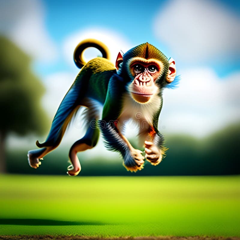 AI Generated Monkey Running in Sport Court Stock Illustration ...