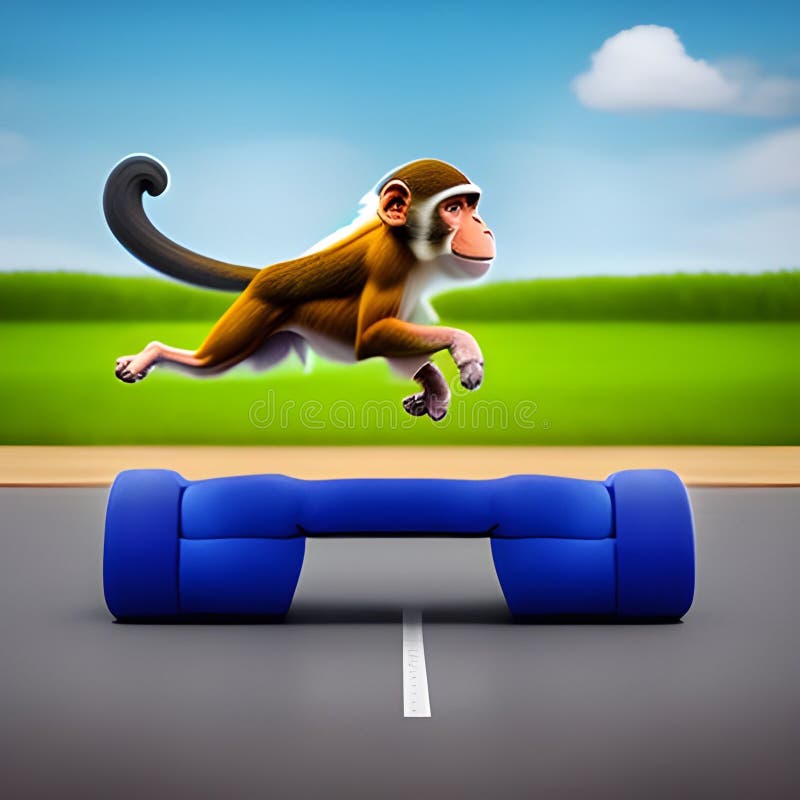 AI Generated Monkey Running in Sport Court Stock Illustration ...