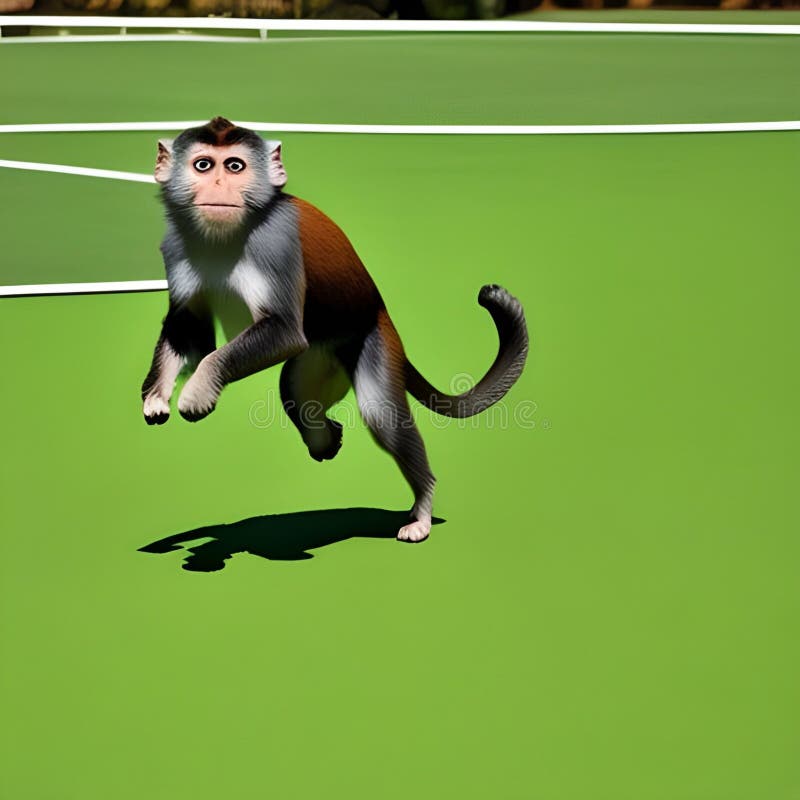 AI Generated Monkey Running in Sport Court Stock Illustration ...