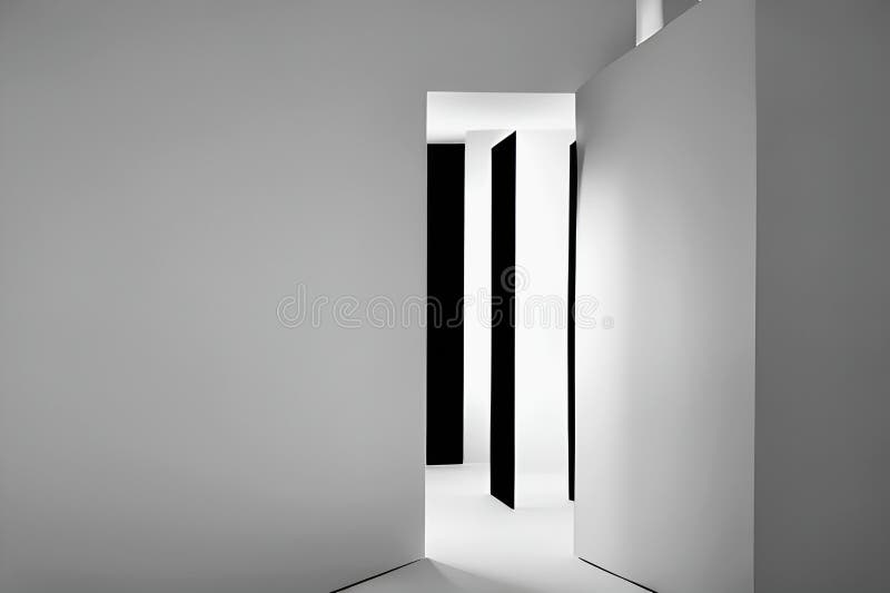 AI Generated Monochrome Room with Lights and Shadows Stock Illustration ...