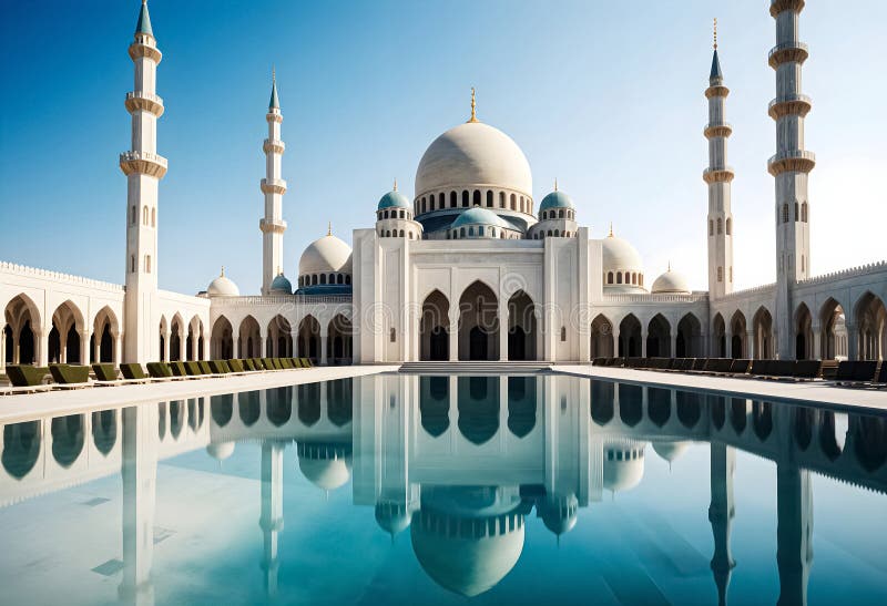 A Mosque with a Reflection of the Sky and the Reflection of the ...