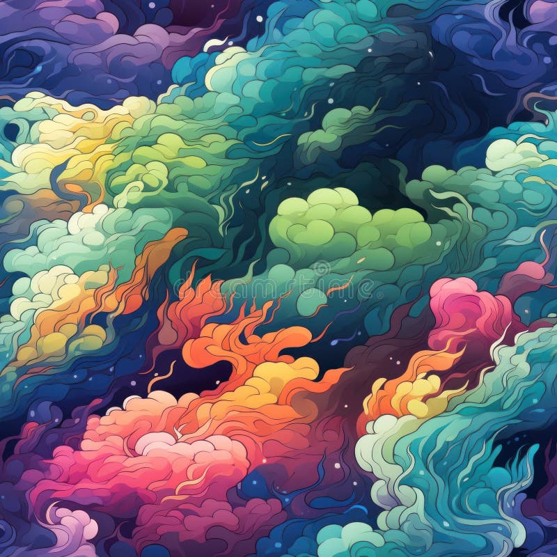 Moss Fog Rainbow Colourful Seamless Pattern by AI Generated Stock ...