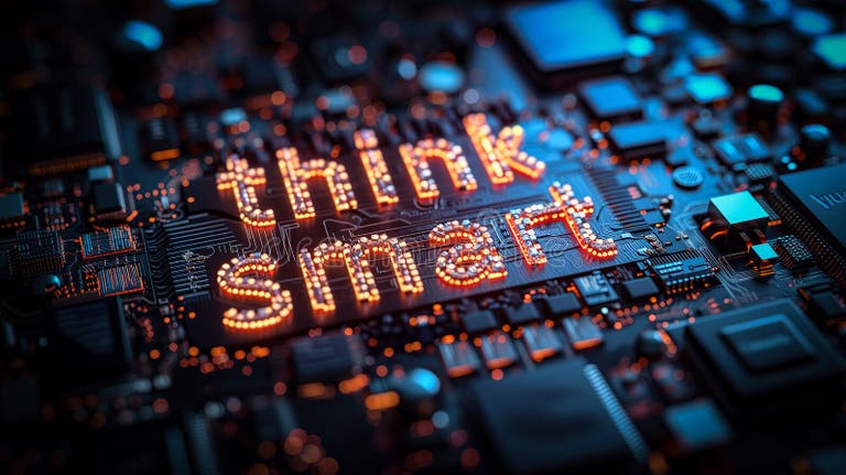 AI-Generated Motherboard Circuit with "Think Smart" Processor Stock ...