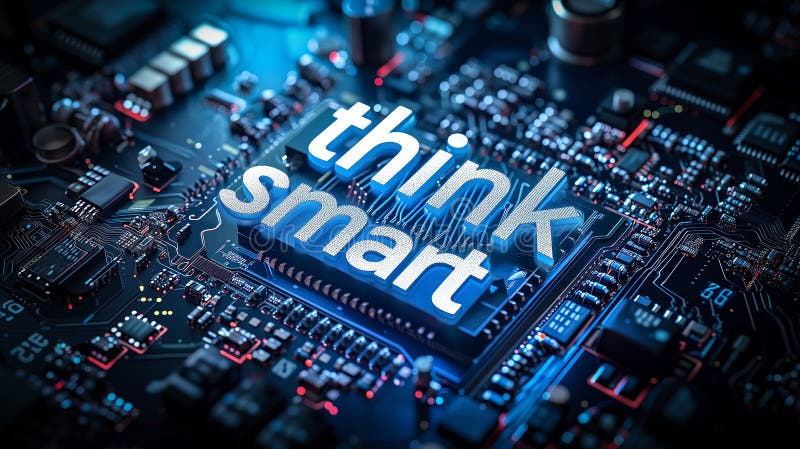 AI-Generated Motherboard Circuit with "Think Smart" Processor Stock Illustration - Illustration ...