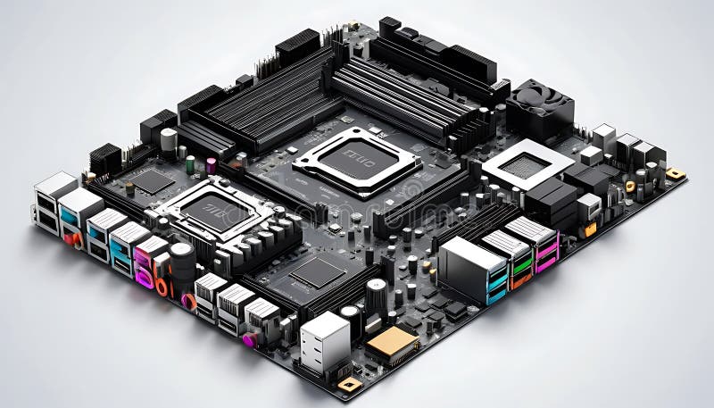 AI-Generated Motherboard stock illustration. Illustration of component ...