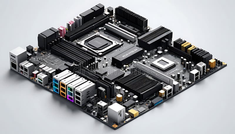 AI-Generated Motherboard Visualization Stock Illustration ...