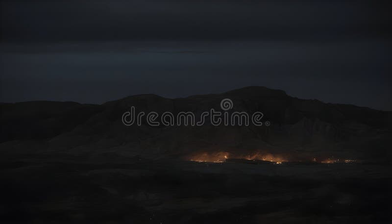 A Mountain Range with a Fire in the Distance Stock Illustration ...