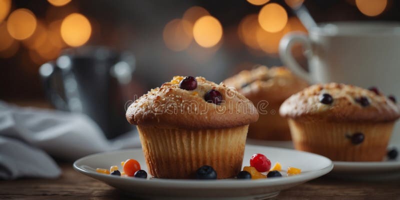 Muffin Flat Design Front View Breakfast Theme Animation Vivid. Stock ...