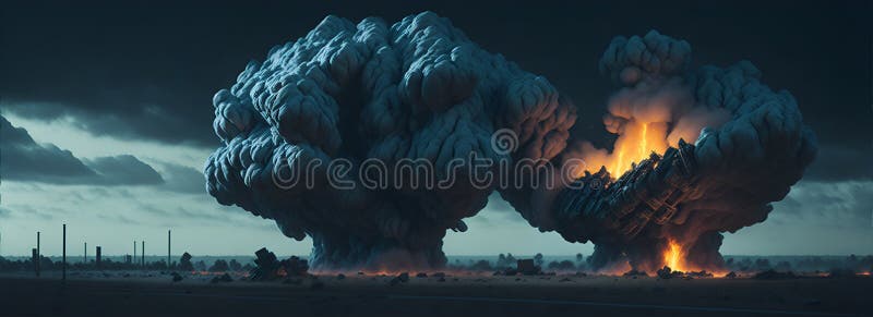 Mushroom Cloud after Atomic Bomb Explosion in City. the Concept of ...