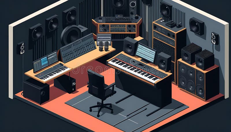 AI-Generated Music Studio stock image. Image of mastering - 373317225