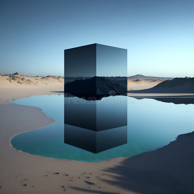 Ai Generated a Mysterious Black Cube Floating in the Middle of a Serene ...