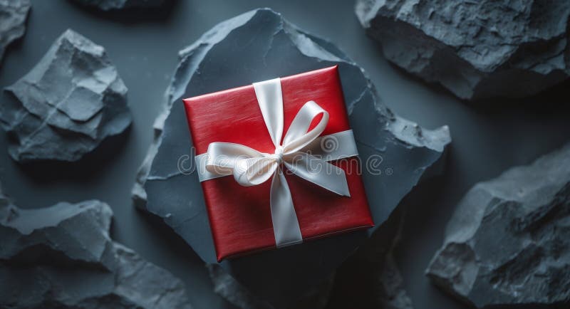 Mysterious Red Gift Box on Dark Textured Background Stock Photo - Image ...