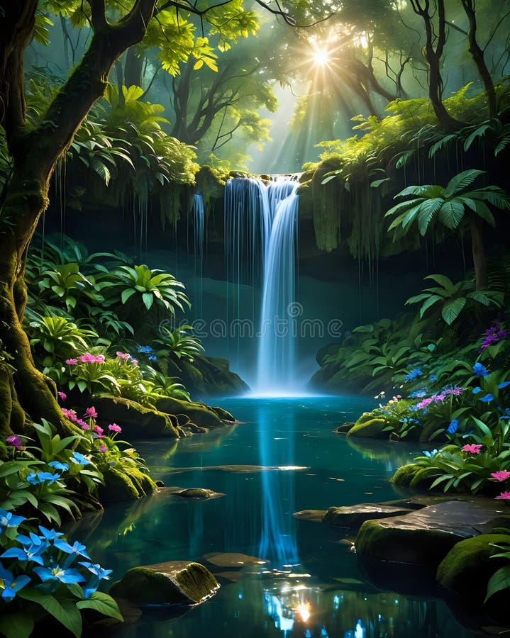 AI-Generated Mystical Forest Waterfall â€ Enchanted 4K Nature Landscape ...